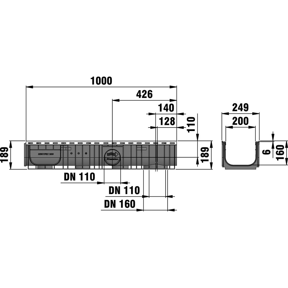 RECYFIX PLUS X200 010 1M CHANNEL+DI MESH D400