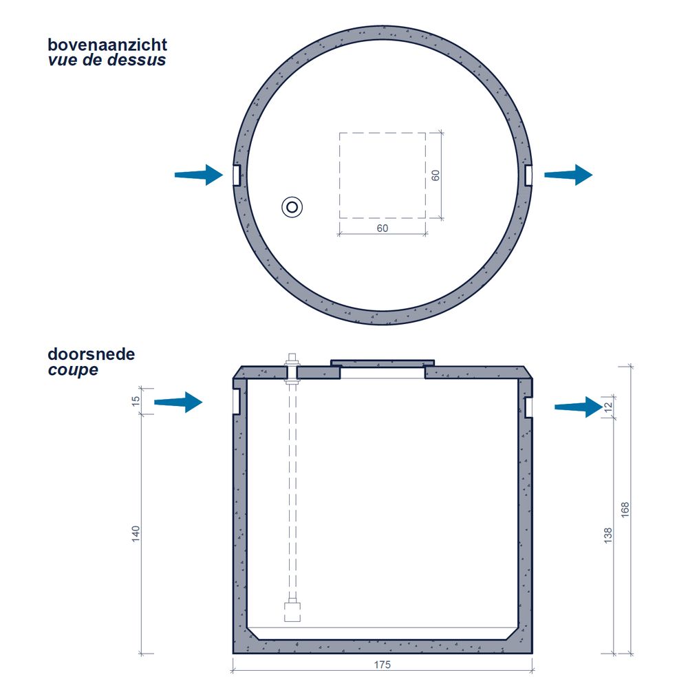 CONCRETE RAINWATER TANK 3000L DIA185XH168