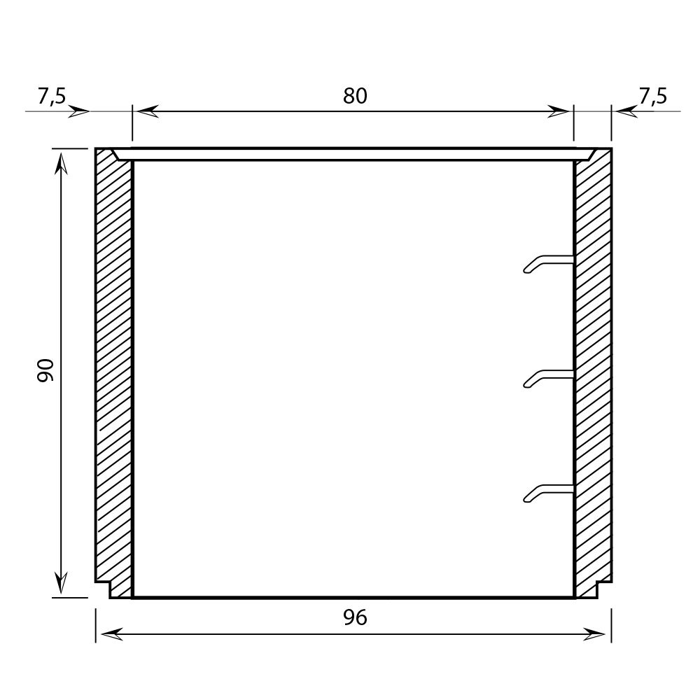 CONCRETE RISER 80X80CM INT. H=90CM 581KG 3 LADDERS