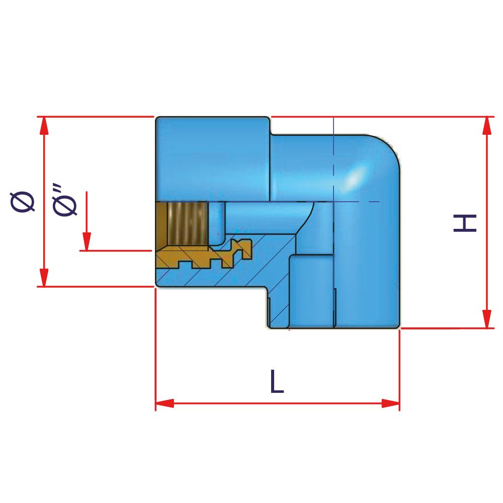 PPR NIRON 90° ELBOW FEMALE THREADED Ø25X3/4''