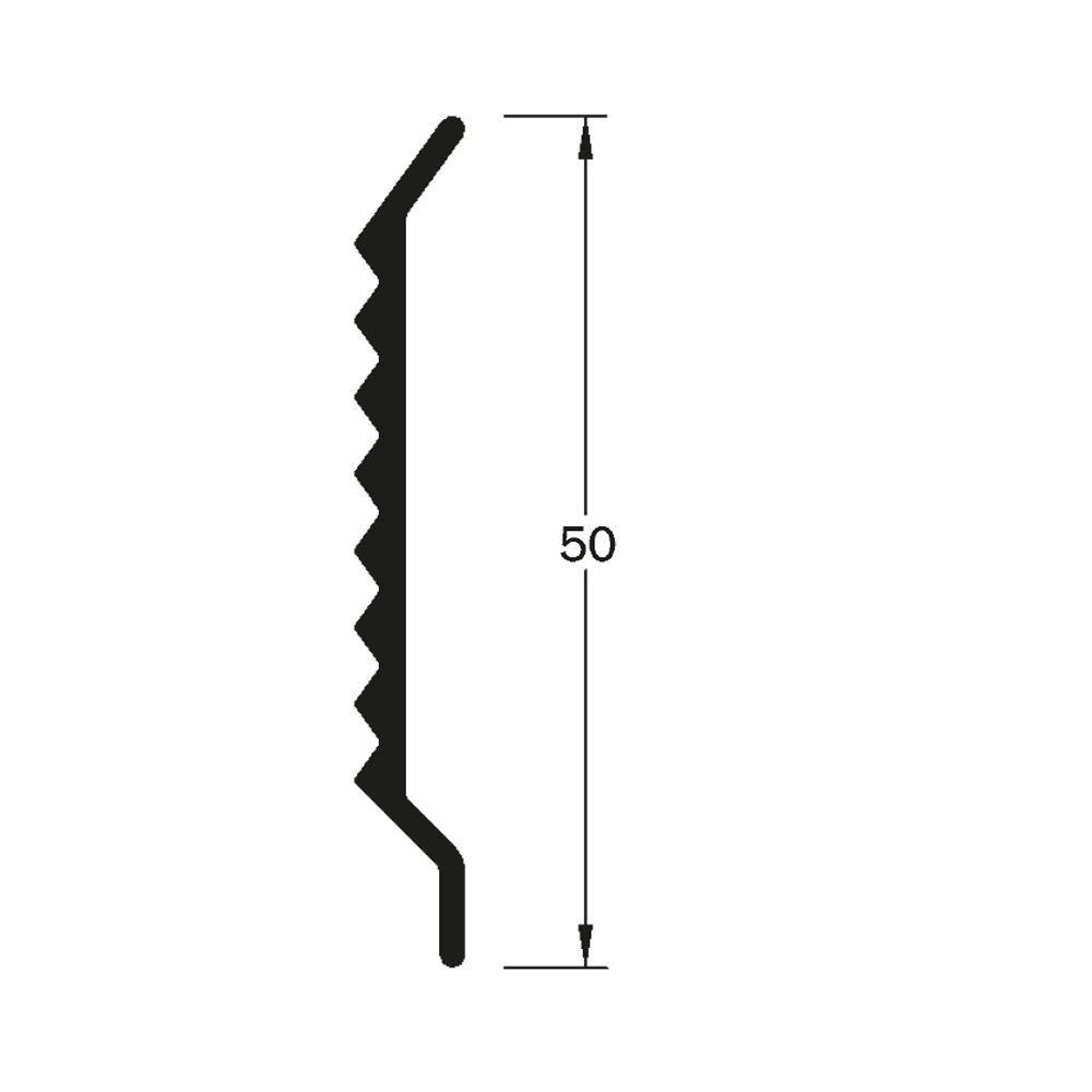ROVAL WALL CONN. PROFILE 50MM ANODIZED PUNCHED