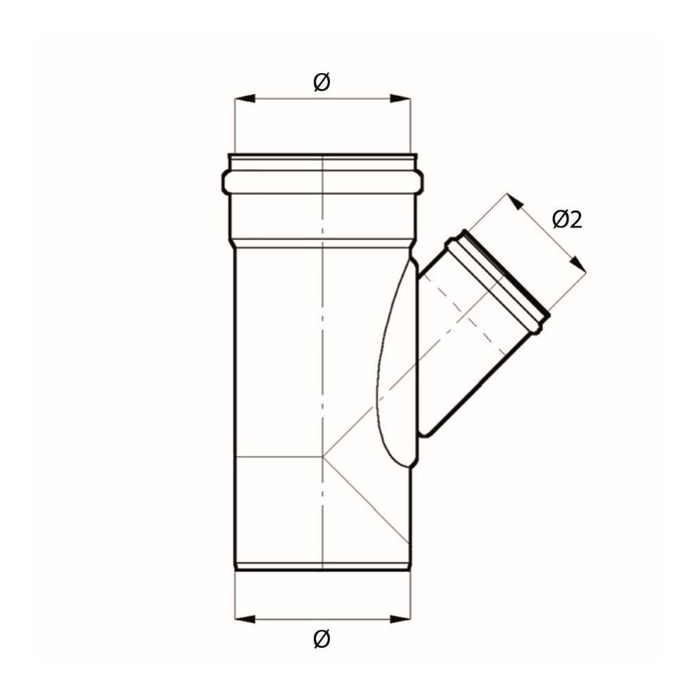 PVC T-JOINT 45° GREY BENOR 315/200MM 2XSO/SP SN4