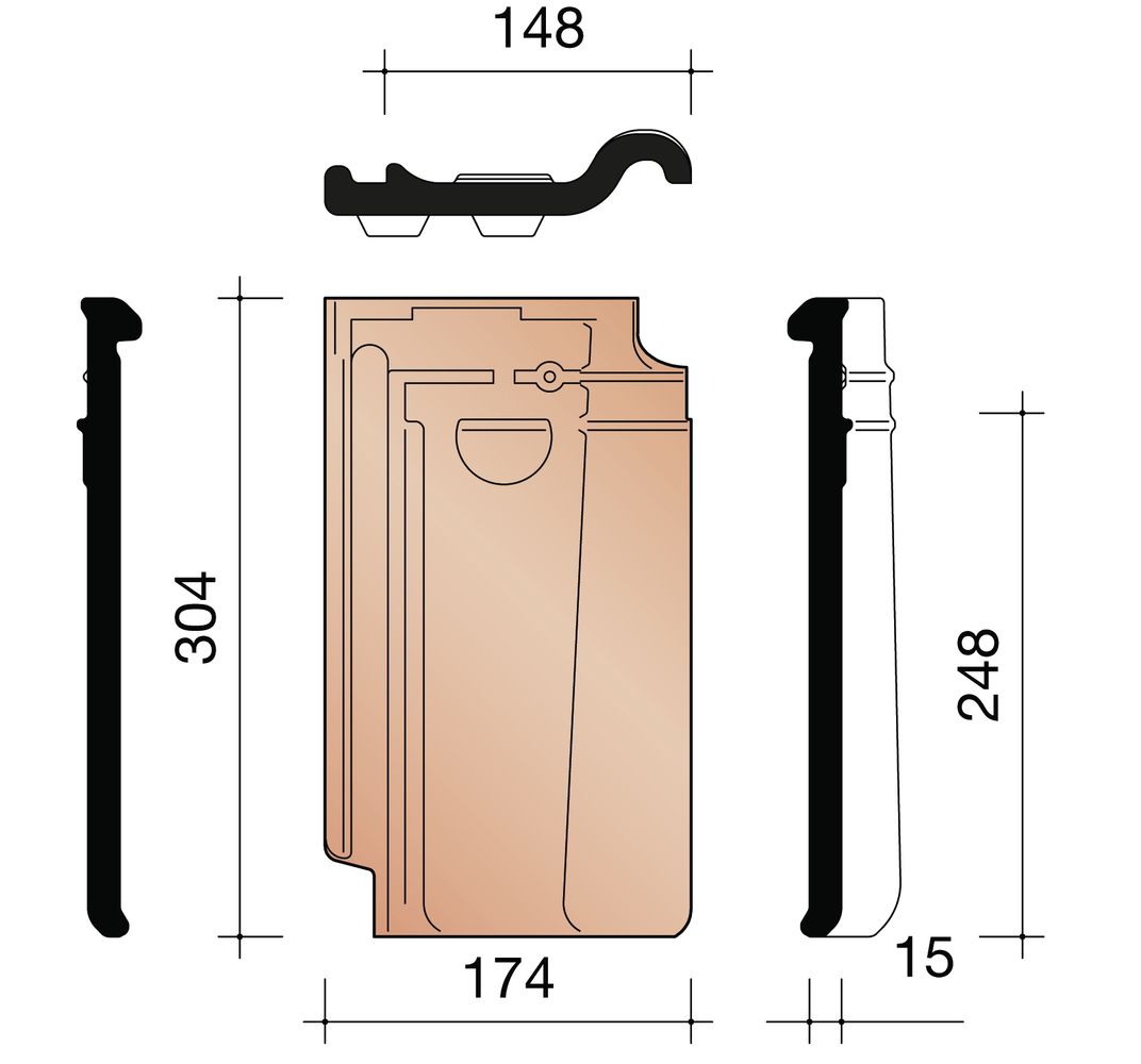 STORM TILE 44 ANTHRACITE THREE-QUARTER TILE