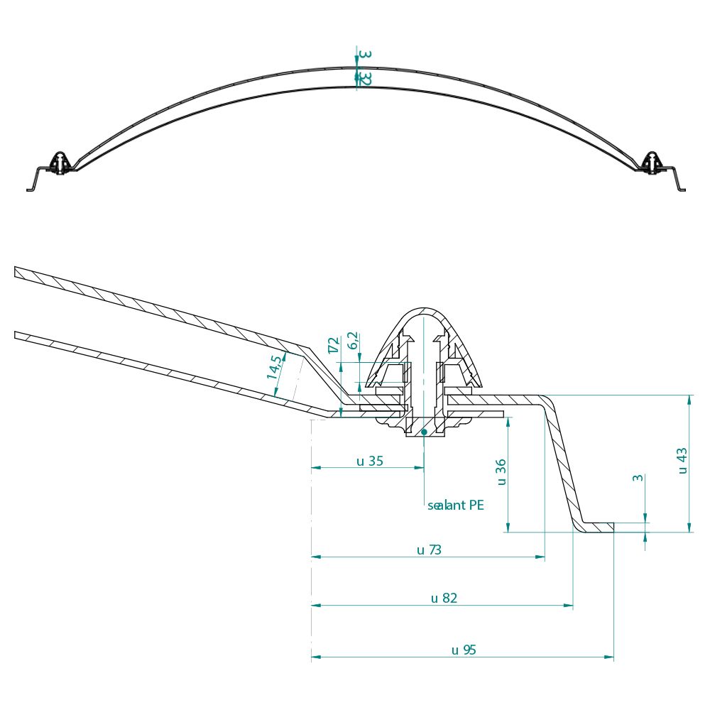 COUPOLE À DOUBLE PAROI 60X130 CM OPALE