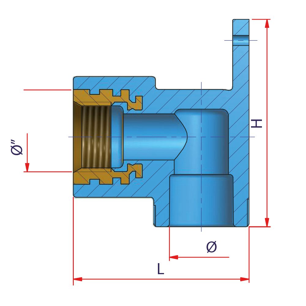 PPR NIRON COUDE 90° FIL. F AVEC FIX. D20x1/2''