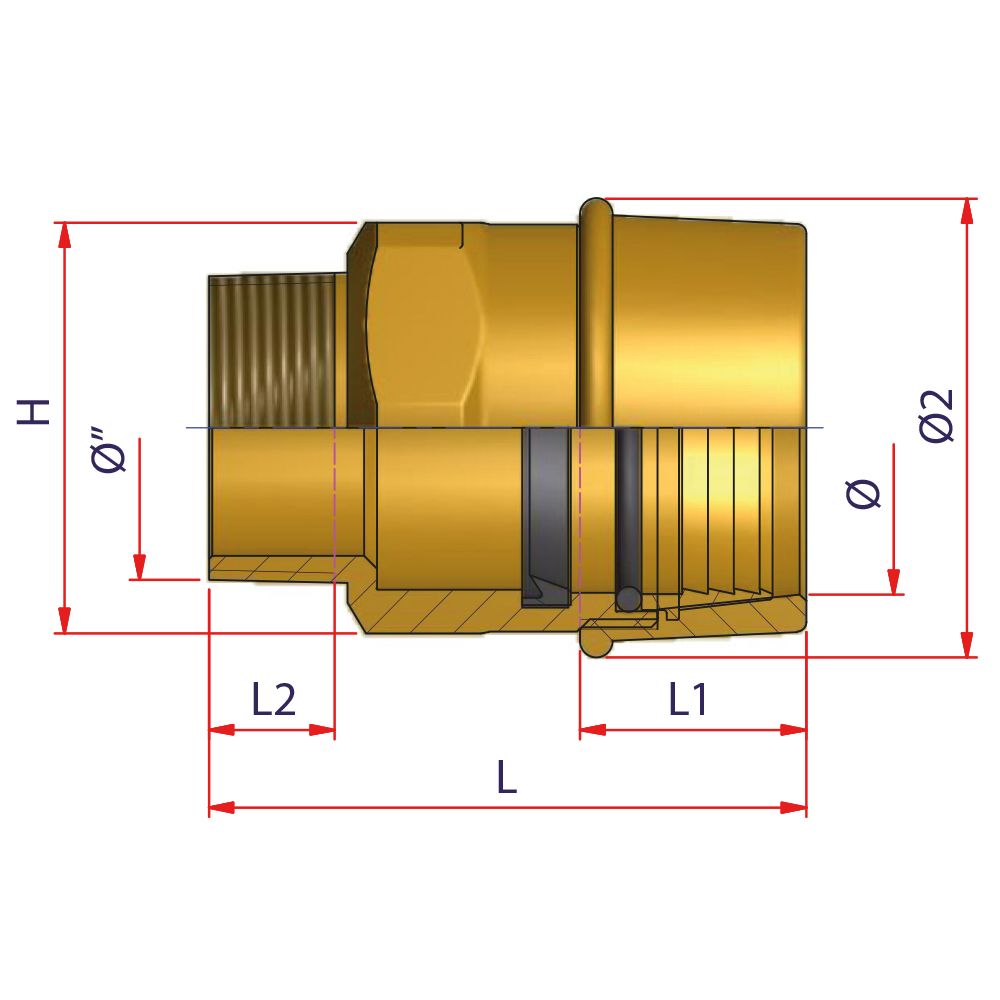 PPR NIRON UNION EN LAITON FILET MÂLE D40X11/4 D40x