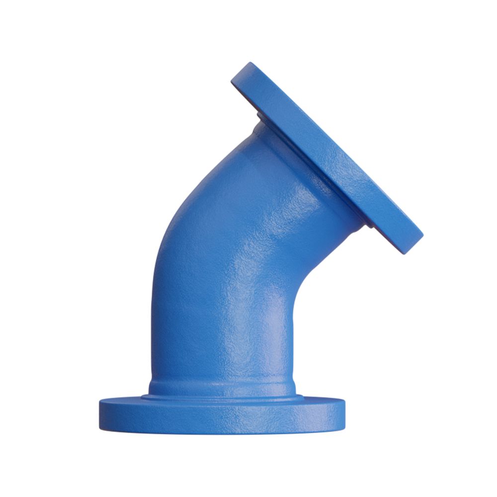 FONTE COUDE BRIDES FIXES BLEU DN 200 90° PN16