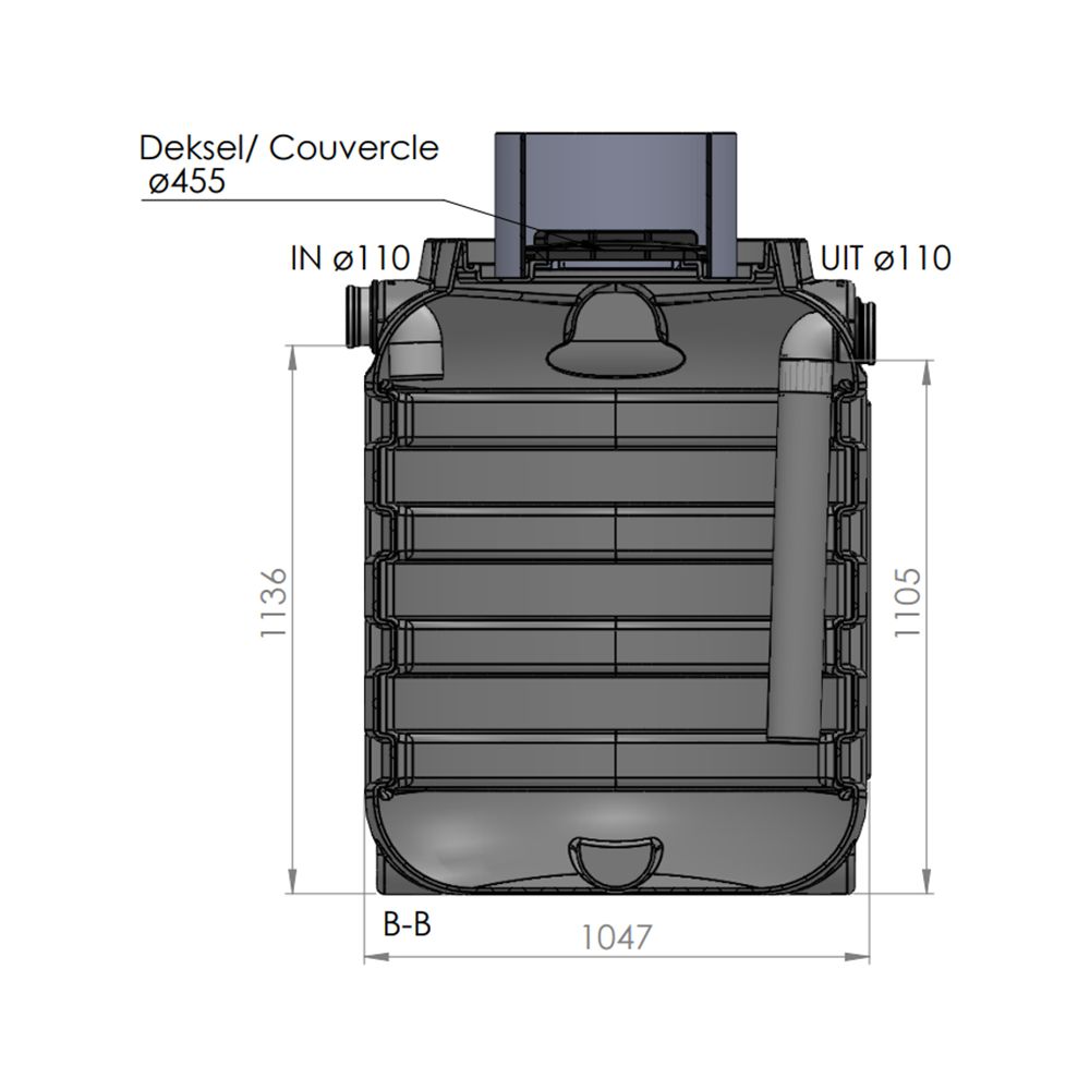 SEPTISCHE/REGENWATER PUT 1000L ROND Ø1.10M-H:1.36M