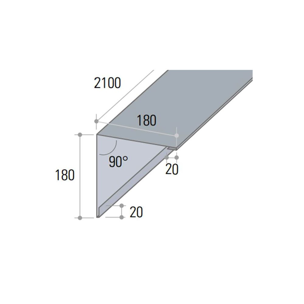 HOEKPLAAT VERSTEVIGD 18X18 CM WIT L=2.10M
