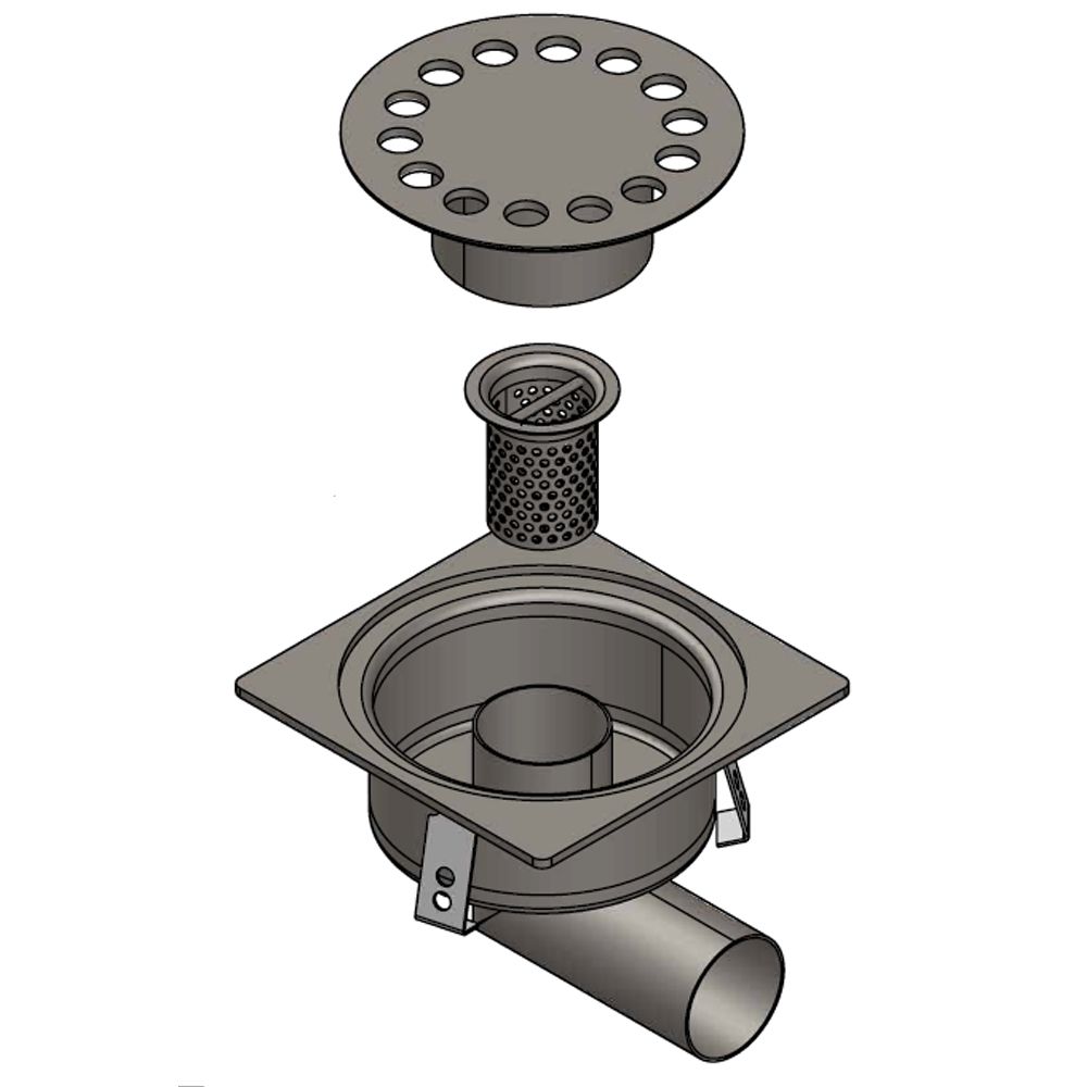 INOX KLOKROOSTER 10X10CM MET MANDJE MM Ø40MM HORIZ