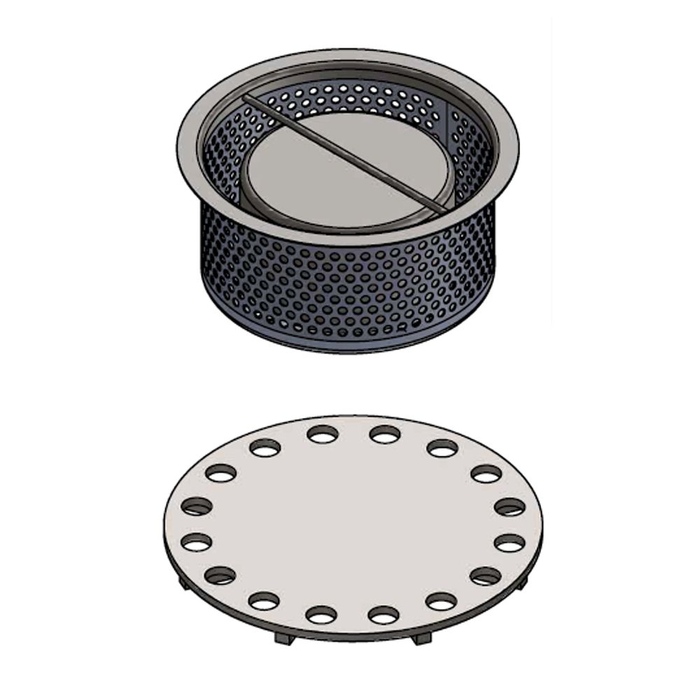 INOX KLOKROOSTER 10X10CM MET MANDJE ø40MM VERTIC. | Deschacht